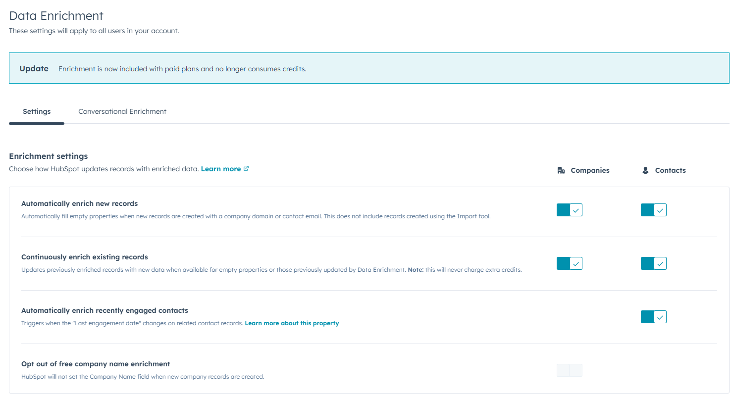 HubSpot – Data Enrichment Included for Starter+ Customers – Dark Frame